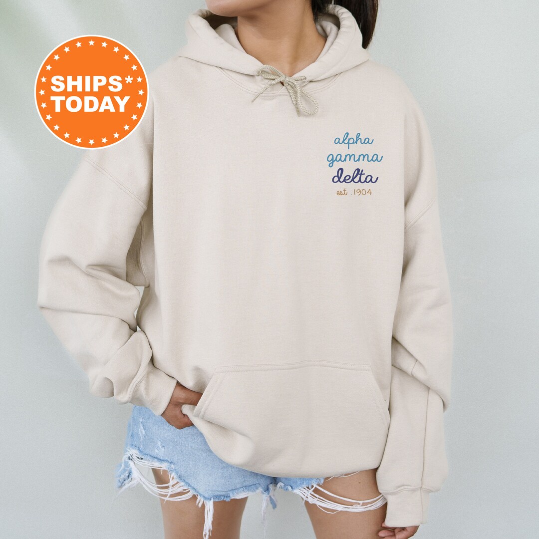 Alpha Gamma Delta Blue Cursive Sorority Sweatshirt Alpha Gam - Etsy