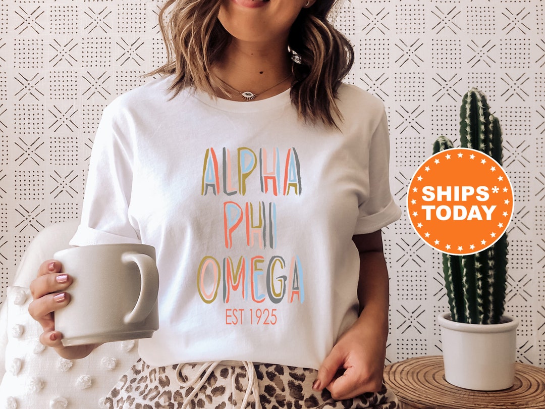Alpha Phi Omega Pastel Stencil Coed T-shirt Greek Life Shirt - Etsy