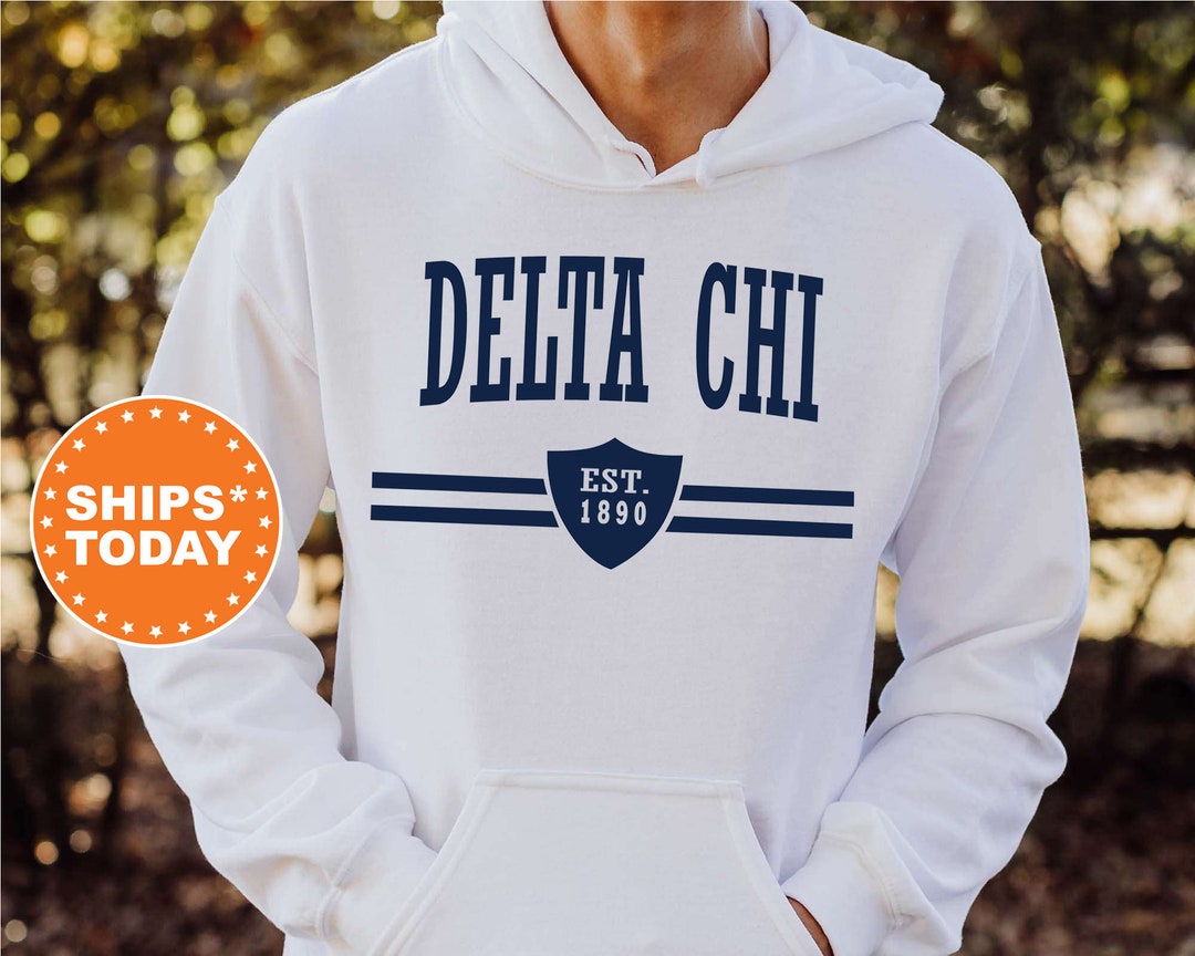 Delta Chi Striped Shield Fraternity Sweatshirt Dchi - Etsy