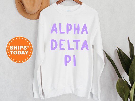 Alpha Delta Pi Purple Bubble Letters Sweatshirt Adpi - Etsy