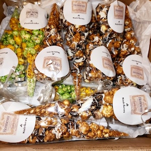 Liquor Infused Caramel Popcorn Favors, Custom Label & Ribbon - Etsy