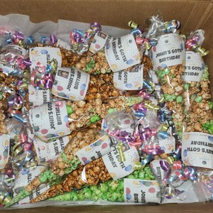 Liquor Infused Caramel Popcorn Favors, Custom Label & Ribbon - Etsy