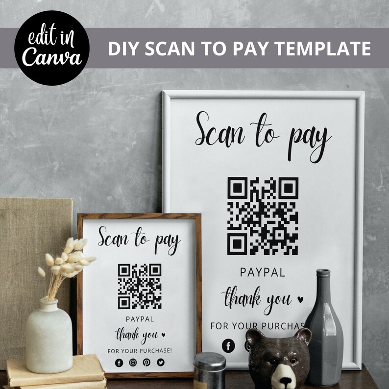 Printable Scan to Pay QR Code Template QR Code Payment Sign - Etsy