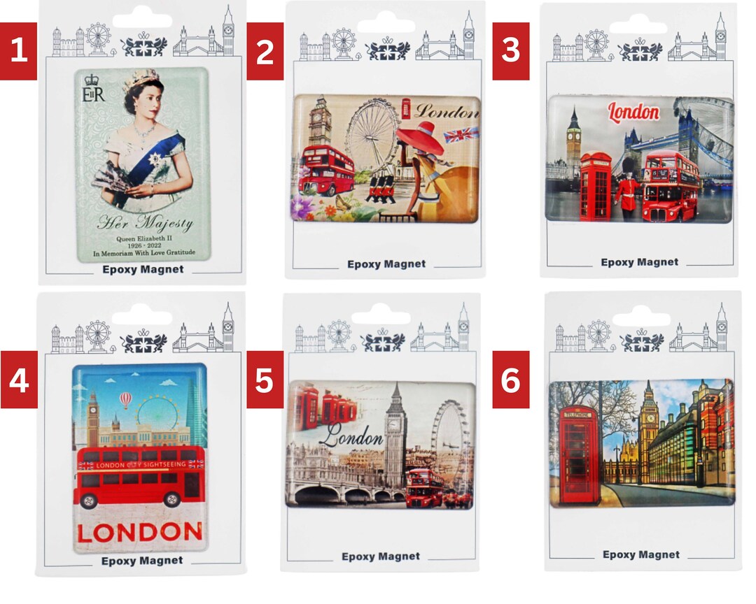 London Souvenir Epoxy Magnets London Quality Fridge Magnets 6 Designs ...