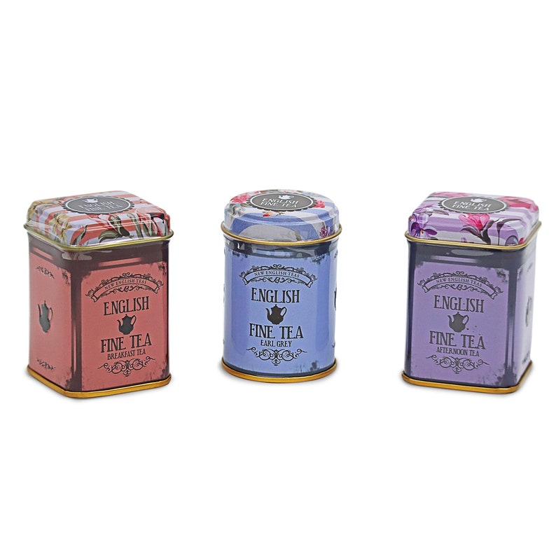 Vintage Floral English Tea Caddy Tins 75g Gift Set Tea Collection - Etsy
