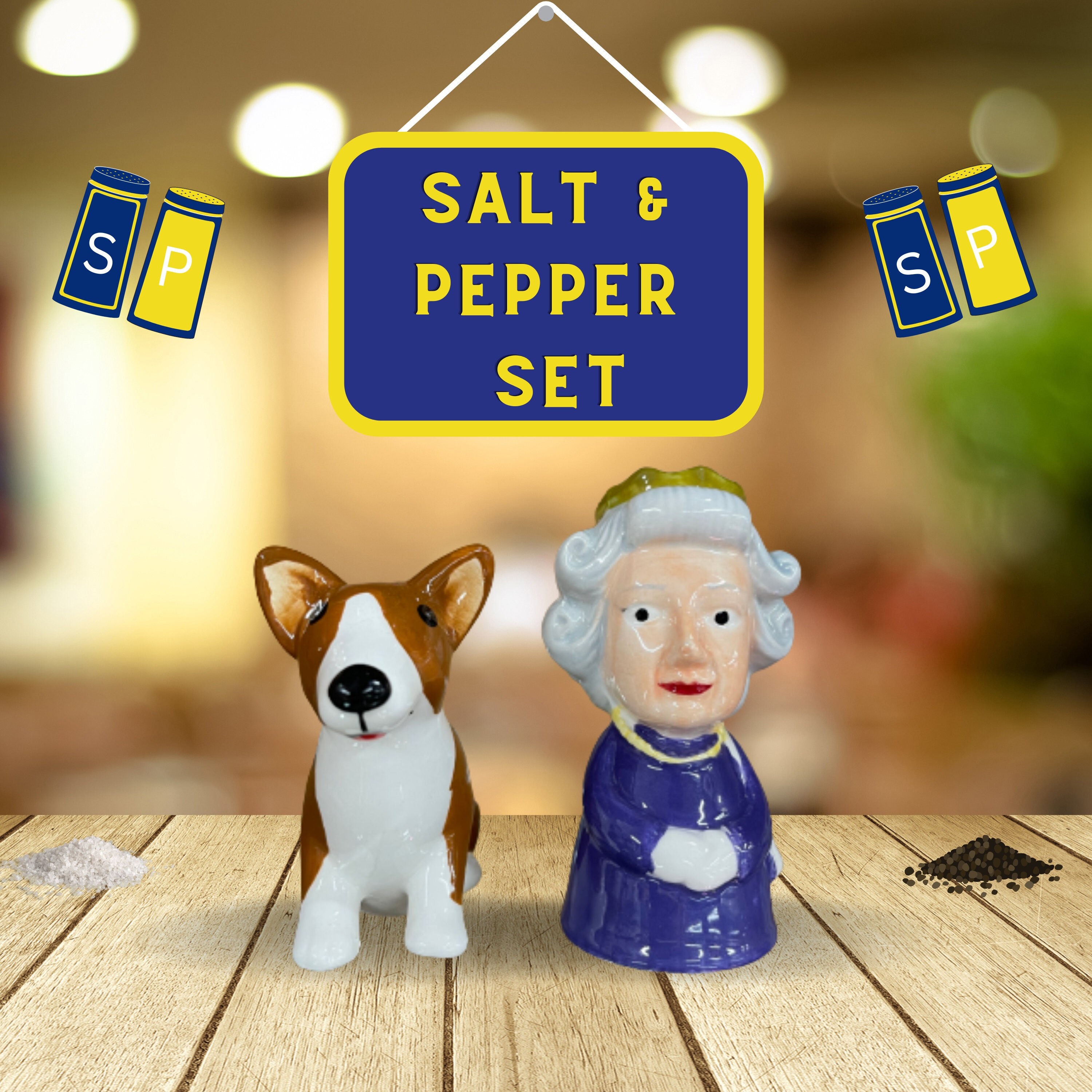 Queen Elizabeth II & Corgi Dog Salt and Pepper Set Queen - Etsy Australia