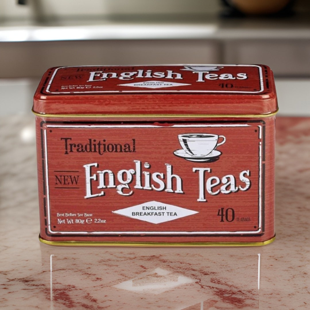 Vintage Red Tea Tin Classic English Tea Caddy Tin 40 English Teabags ...