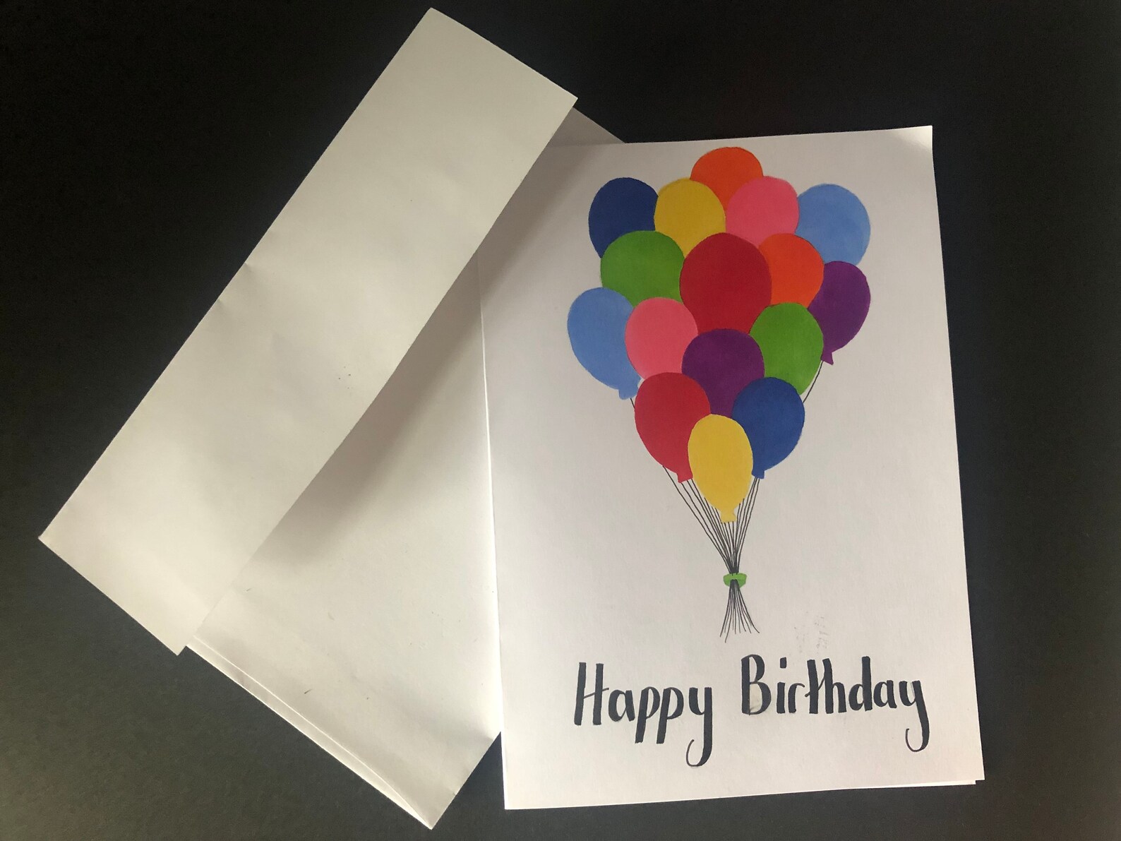 Hand-drawn Bunch of Balloons Birthday Card (blank Inside) - Etsy