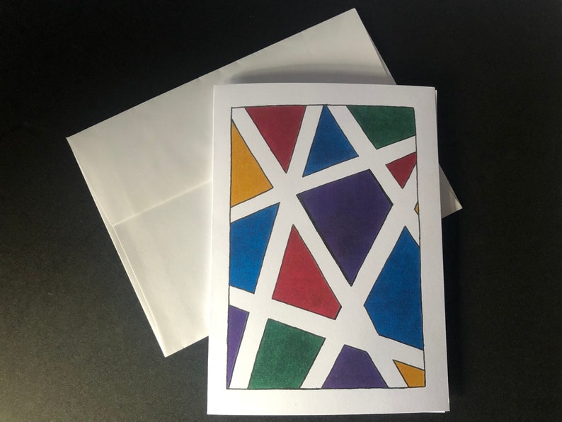Hand-drawn Colored Shapes Card - Etsy