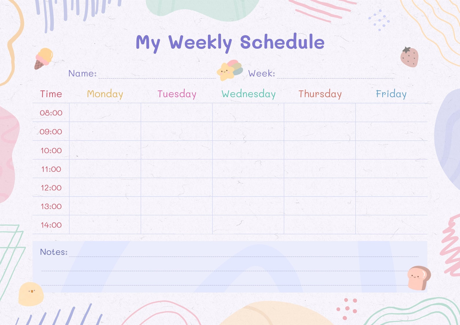 School Timetable | Weekly Schedule | Cute Pastel Schedule - Etsy