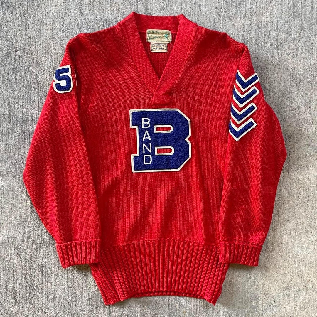 Vintage 1950s High-school Red/blue Varsity Letterman Sweater - Etsy