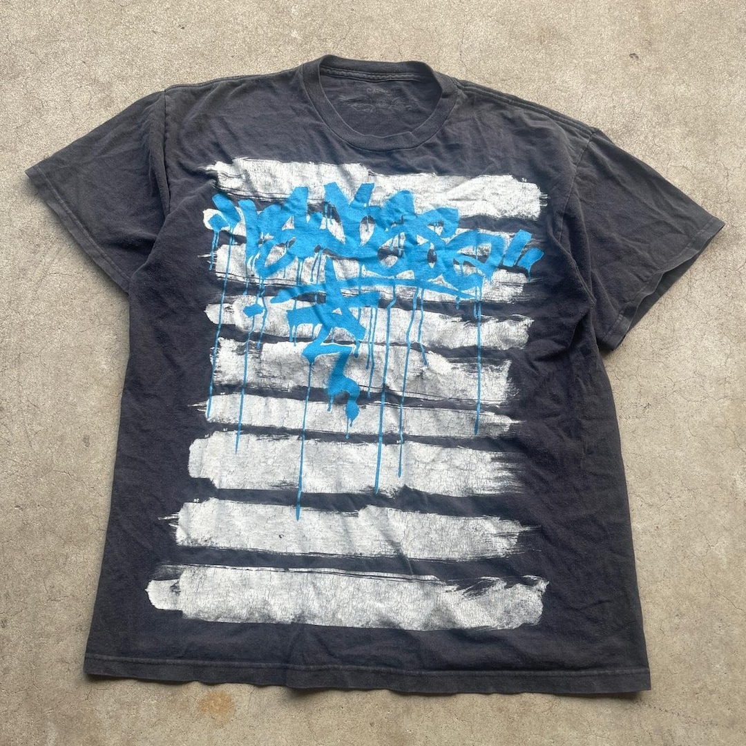 Y2K 2000s Black Grunge Skater Style Baggy Carbon Spray Paint Tee - Etsy ...