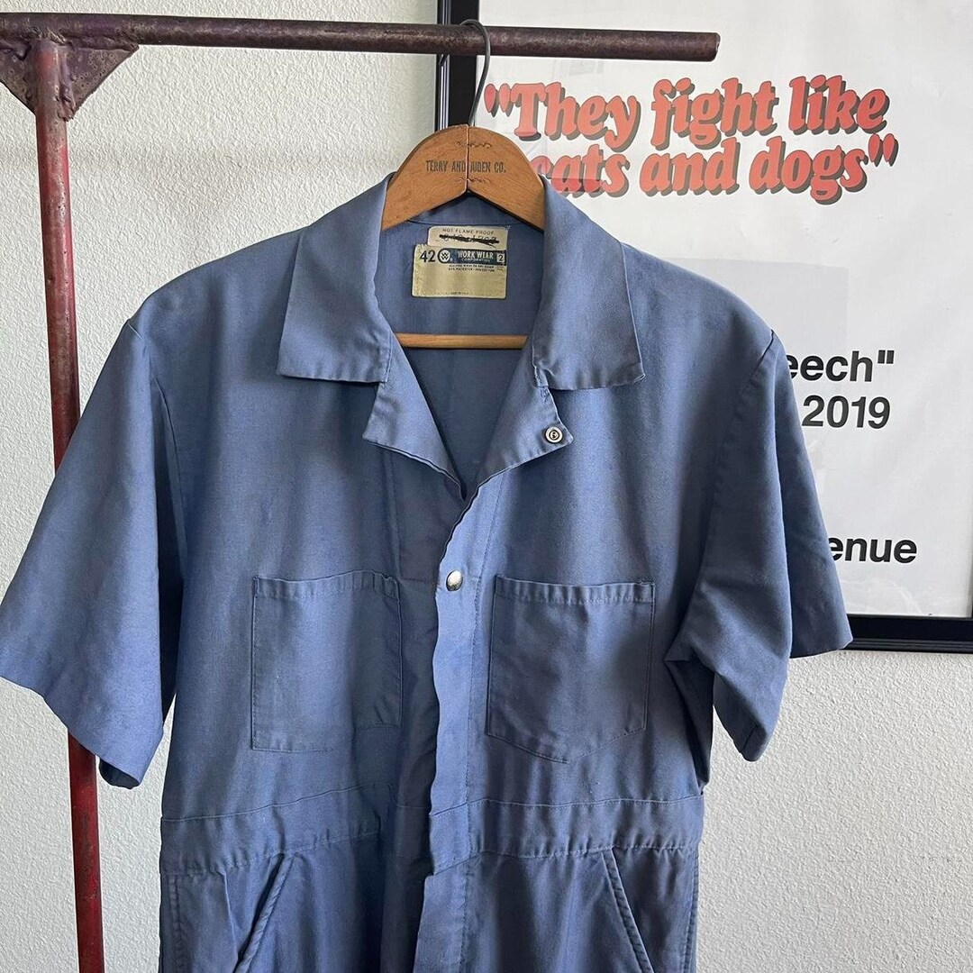 Vintage 60s Work-wear Blue Mechanic Coveralls - Etsy