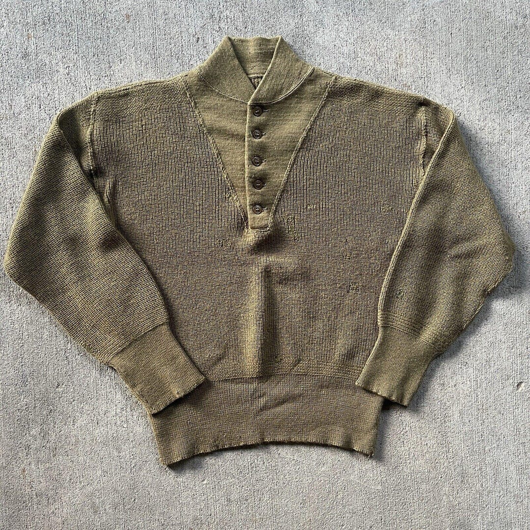 Vintage WW2 US Military High Neck Brown Wool Knitted Sweater - Etsy