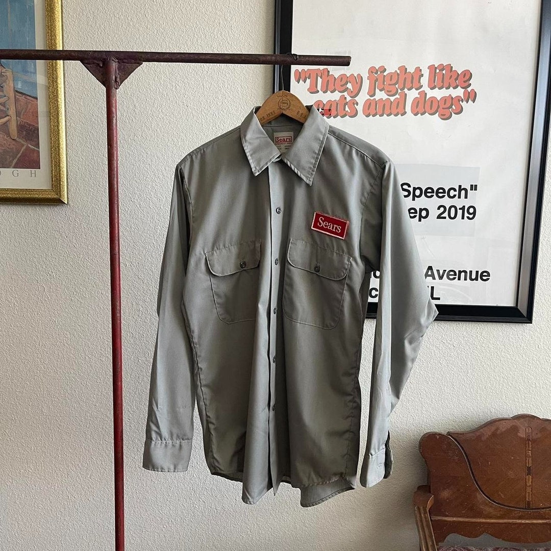 1970s Sears Work Button up Long Sleeve Shirt - Etsy