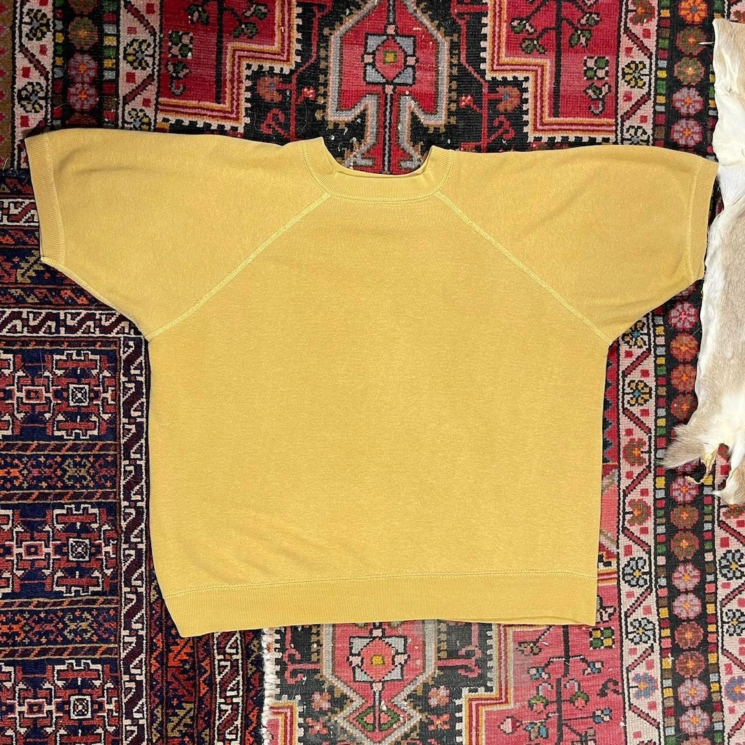 Vintage 1960s Mustard Yellow Short Sleeve Sweatshirt - Etsy