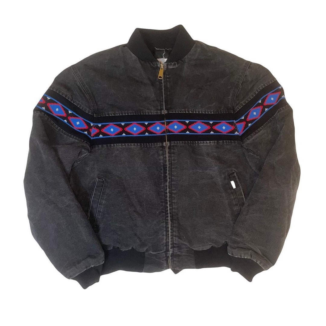 1990s Black Aztec Carhartt Work Jacket - Etsy