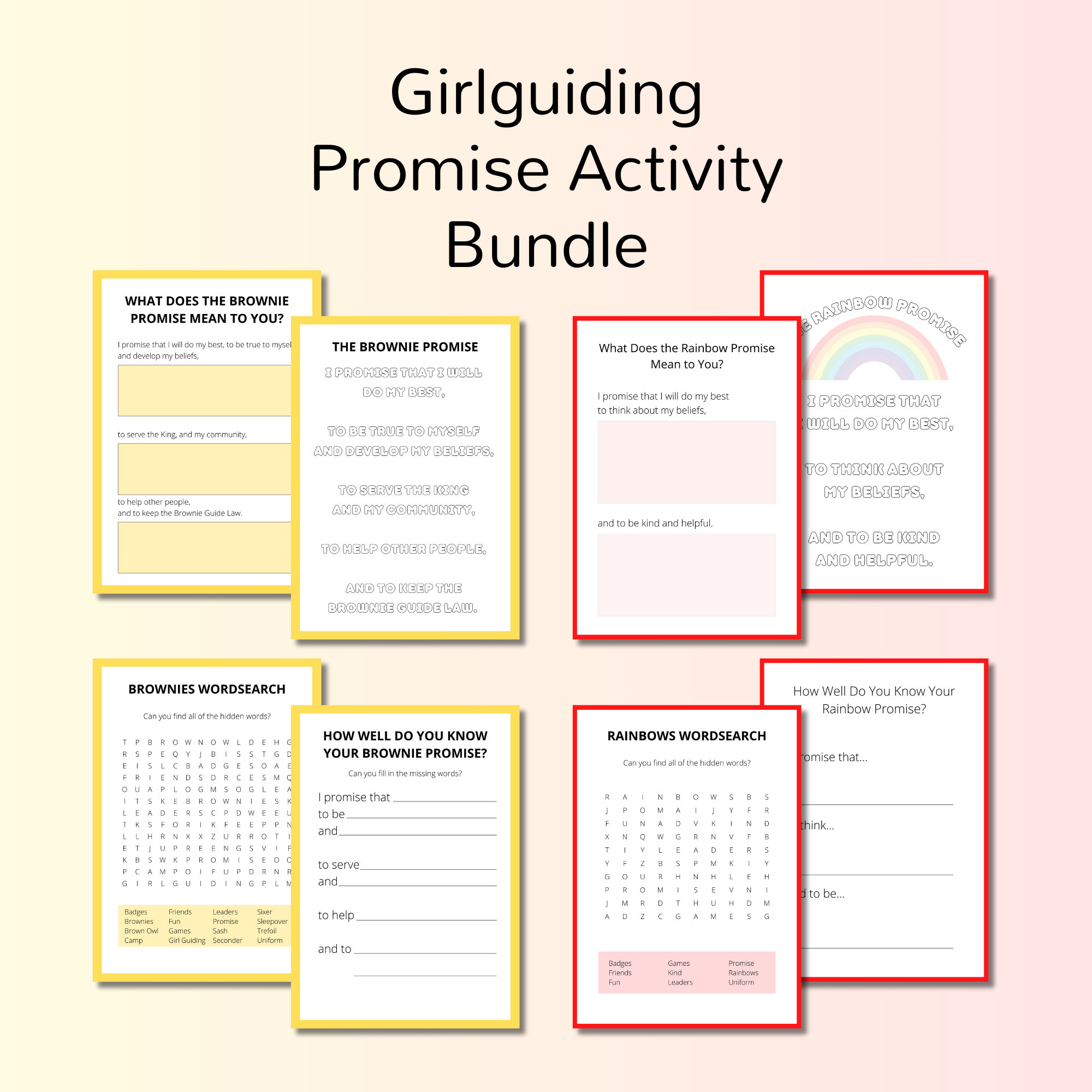 Girlguiding Promise Activity Pack | 8 Fun Activity Sheets for Brownies ...