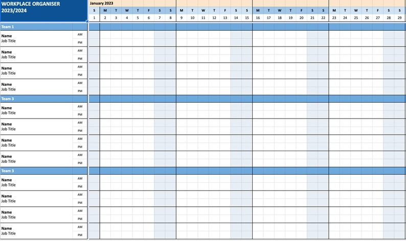 2023/2024 Workplace Organiser Gsheets/excel Spreadsheet - Etsy