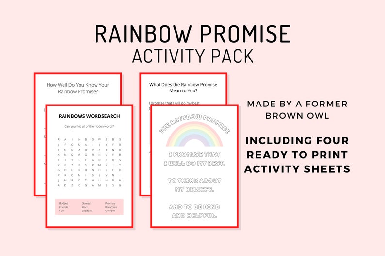Printable Rainbow Leader Pack | Promise Activity Sheets | Colouring ...
