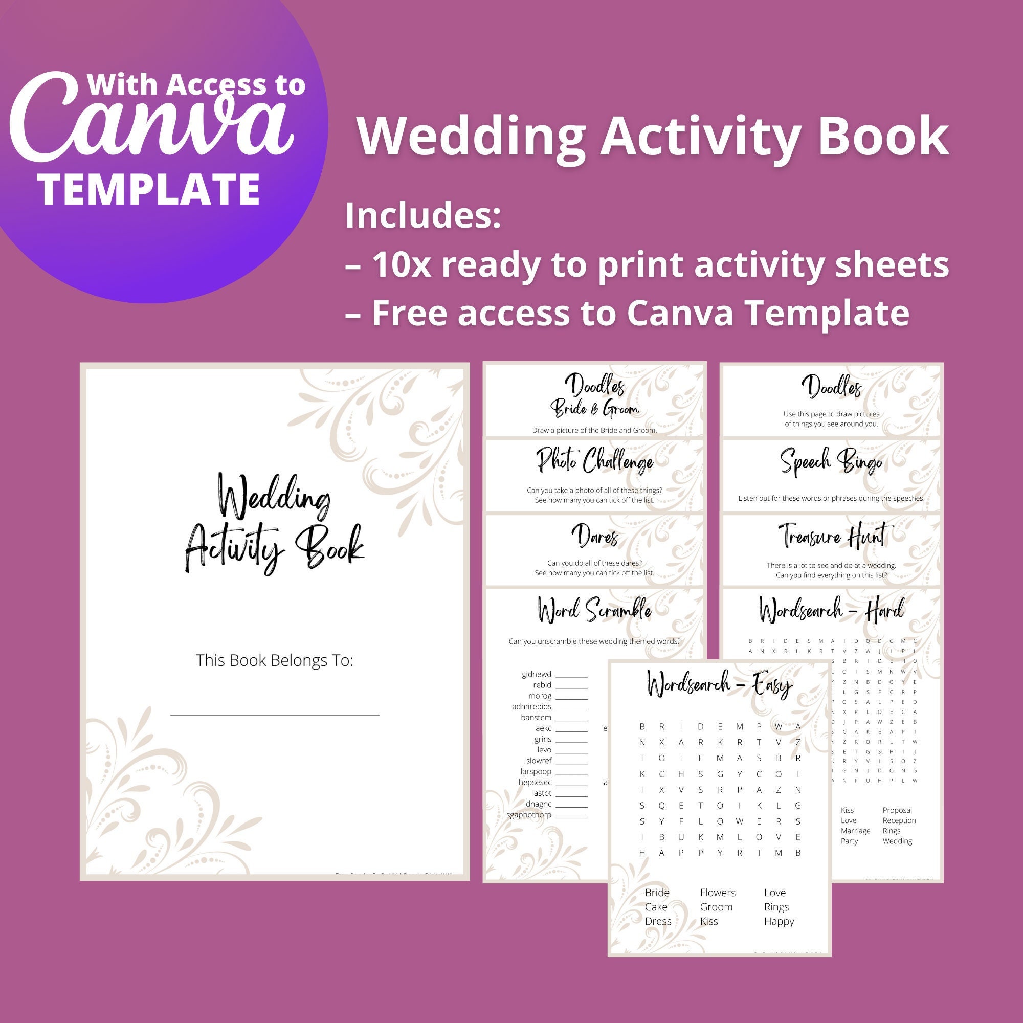 Printable Wedding Activity Book Canva Template - Etsy UK