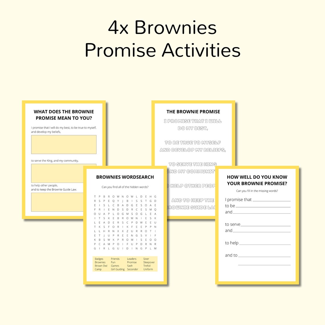 Girlguiding Promise Activity Pack | 8 Fun Activity Sheets for Brownies ...