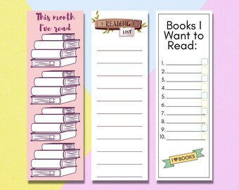 Reading List Bookmark Template - Etsy