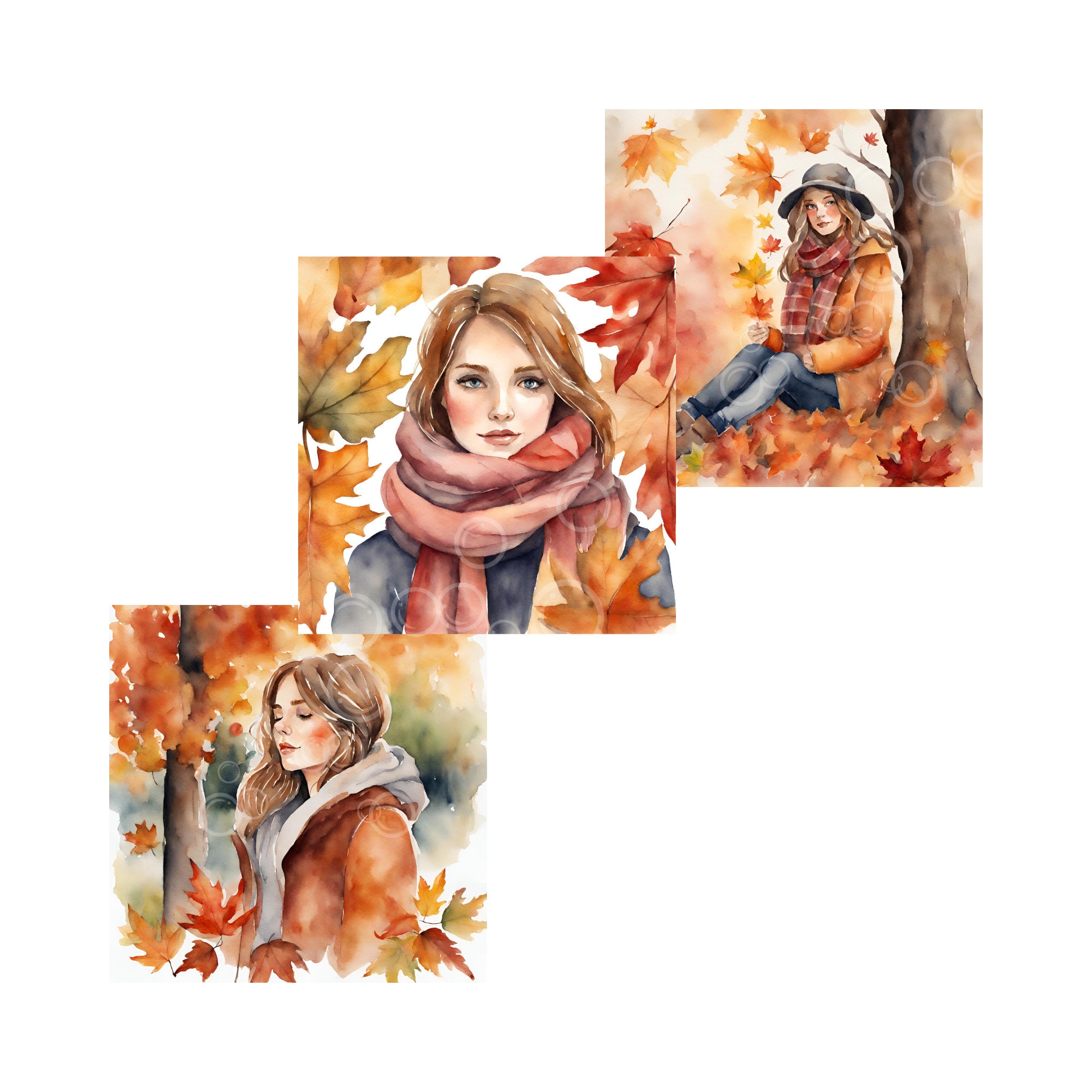 Autumn Lady Clipart Cozy Autumn Clipart Autumn Leaves - Etsy