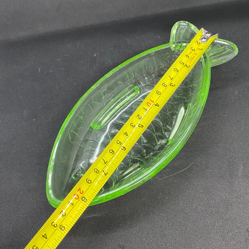 Vintage Art Deco Green Depression Glass Fish Shaped Dish, Slight Glow ...