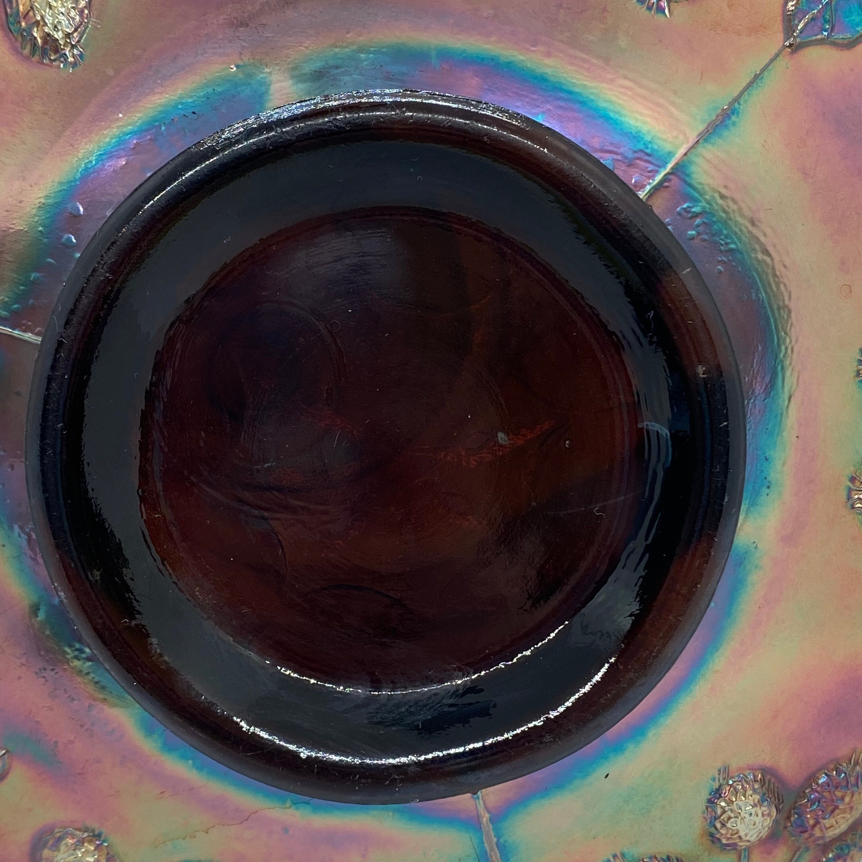 Vintage Fenton Amethyst Carnival Glass, Peacock and Grapes, Ruffled ...