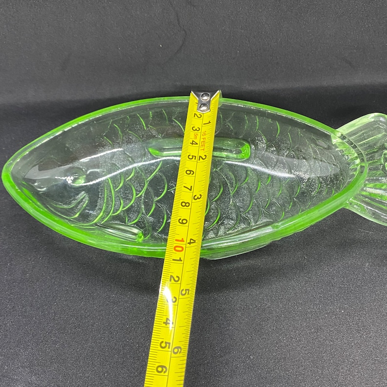 Vintage Art Deco Green Depression Glass Fish Shaped Dish, Slight Glow ...