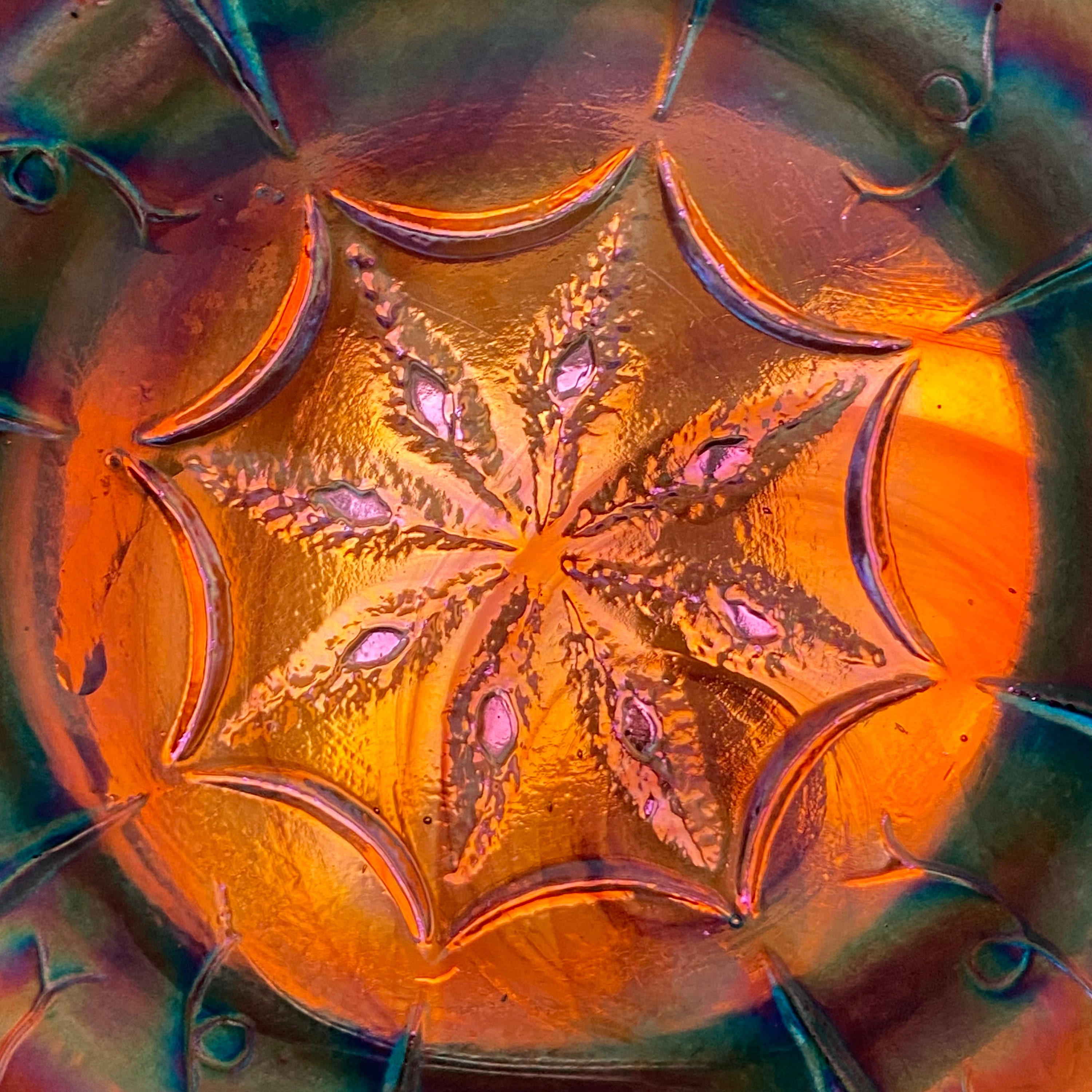 Vintage Fenton Amethyst Carnival Glass, Peacock and Grapes, Ruffled ...