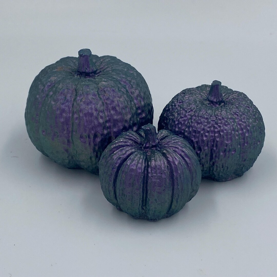 Set of 3 Small Hand Crafted Resin Pumpkins Blue Colour Shifting - Etsy