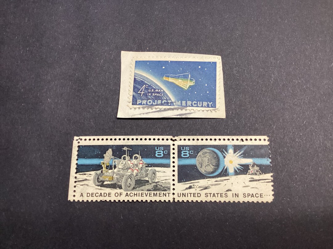 Vintage Set of U.S Postage Space Stamps - Etsy