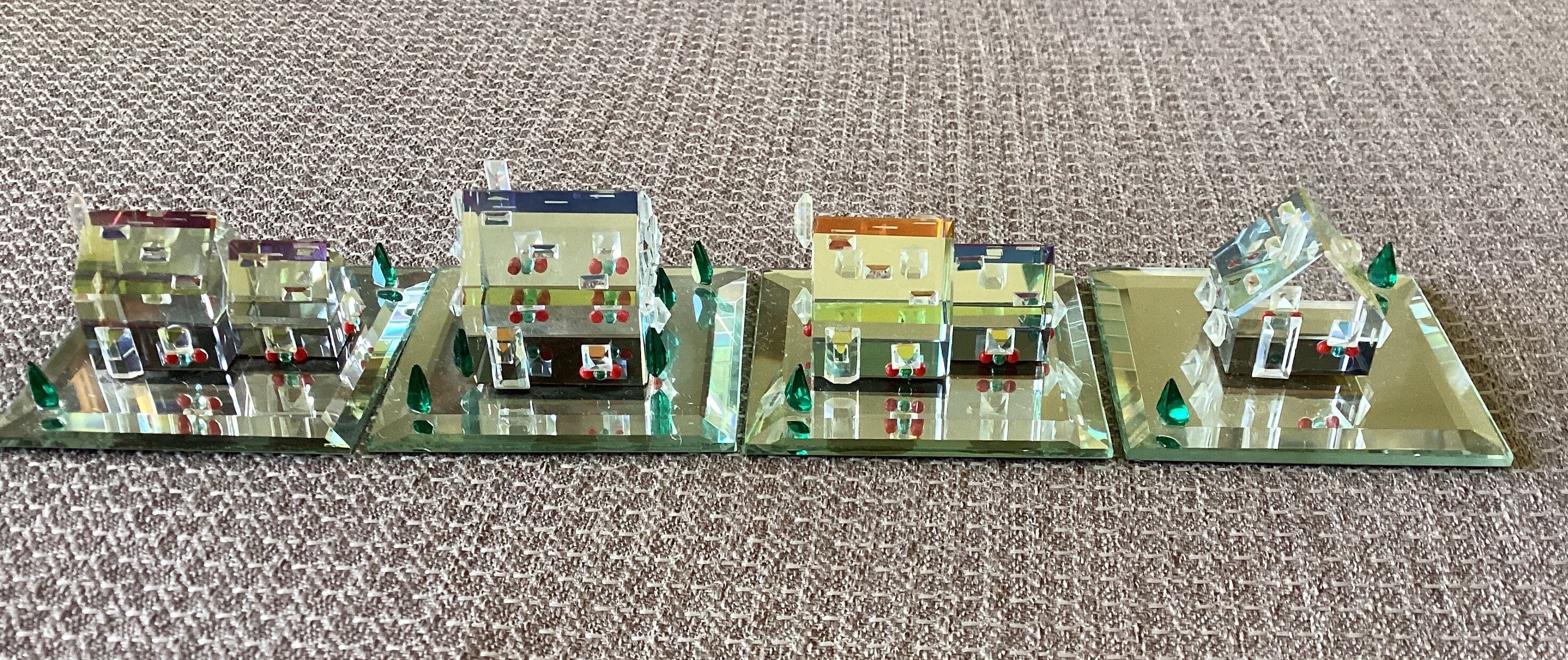 Set of Four Vintage Glass Houses - Etsy