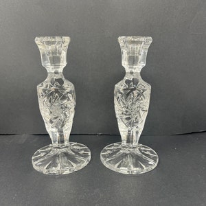 2 Vintage American Brilliant Cut Clear Pinwheel Lead Crystal Single ...