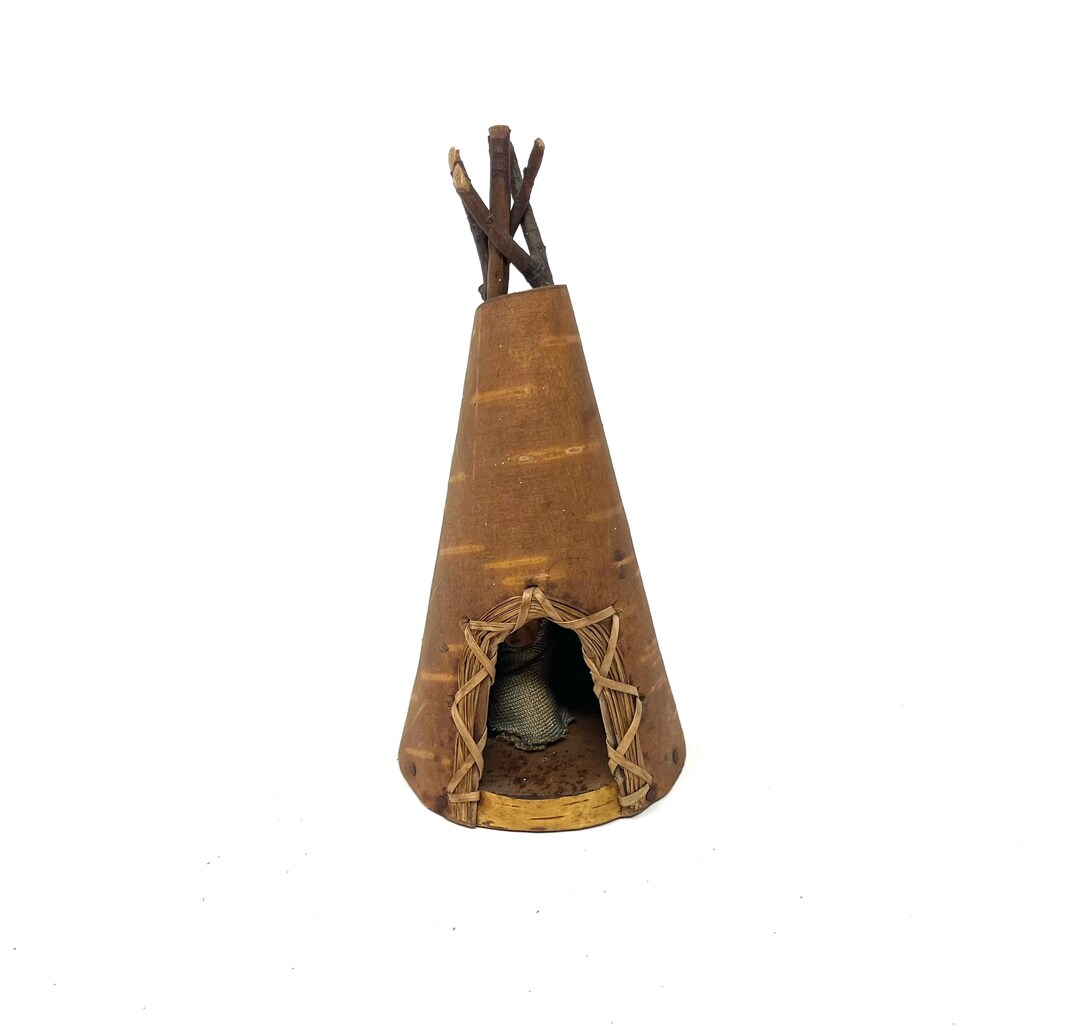 Vintage Canadian Indian Handcrafted Bark Teepee With Child / Antique ...
