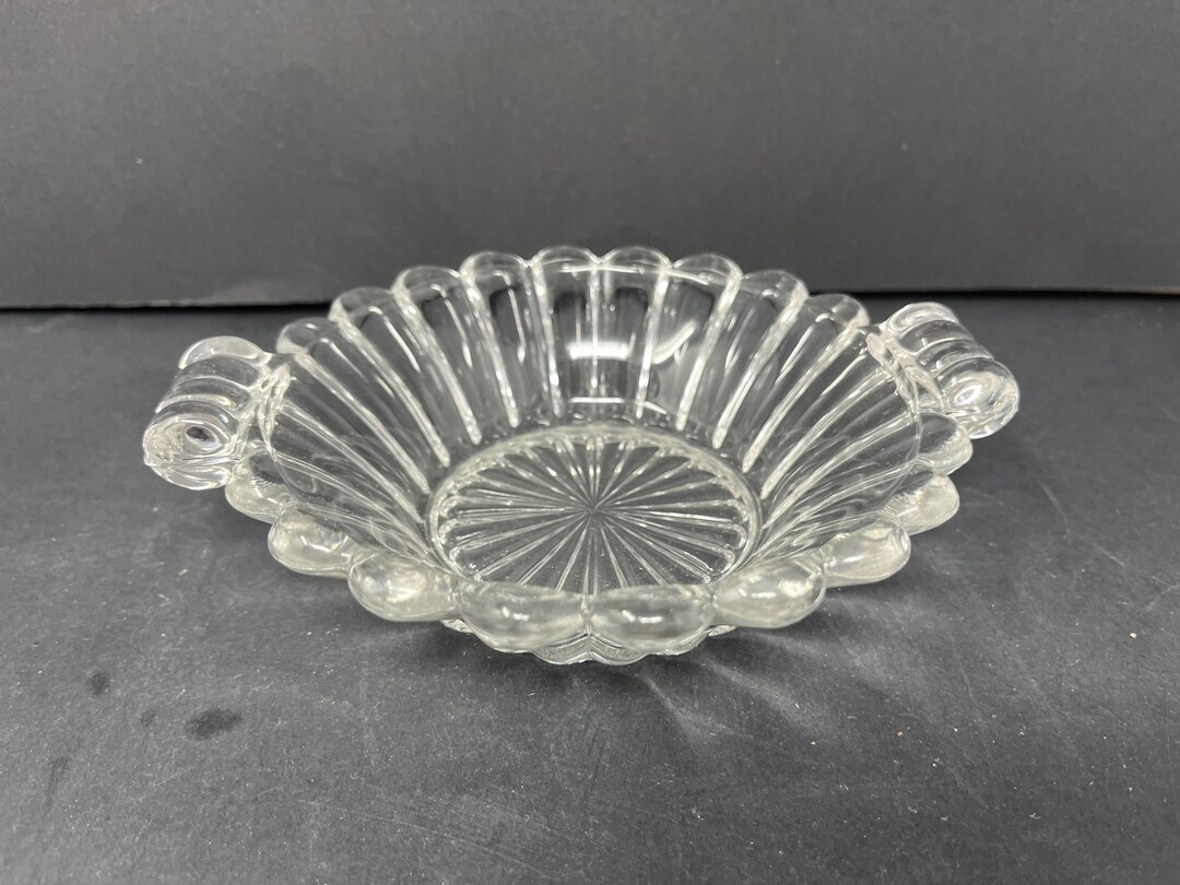 Heisey Crystolite Dish Glass Tab Handles Candy Nuts Glass Vintage ...