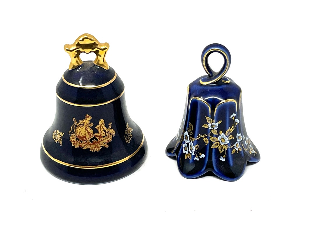 Limoges Castle French 22K Gold Bell / Lindner Cobalt Blue Gold Bell - Etsy