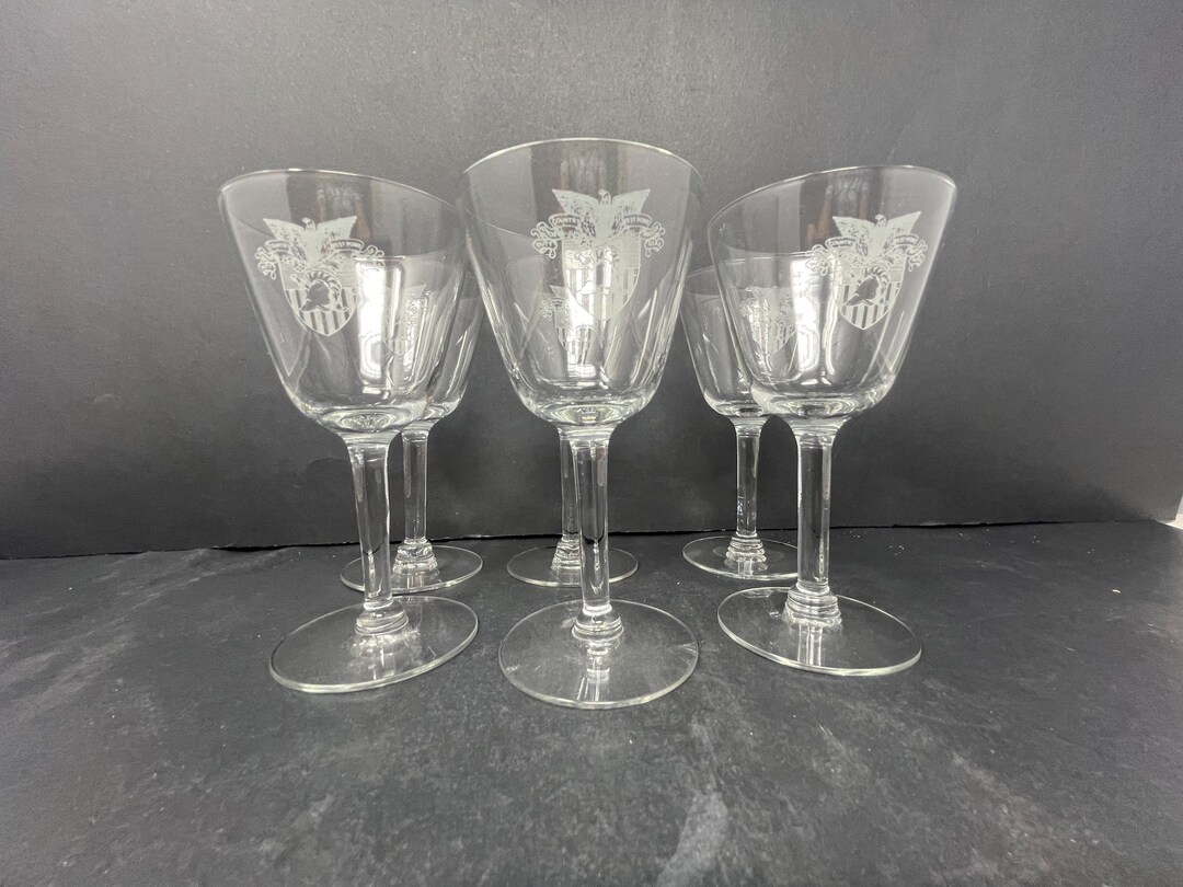 Set of 6 Vintage West Point Wine Glasses 6 1/8 Tall 11 Oz West Virginia ...