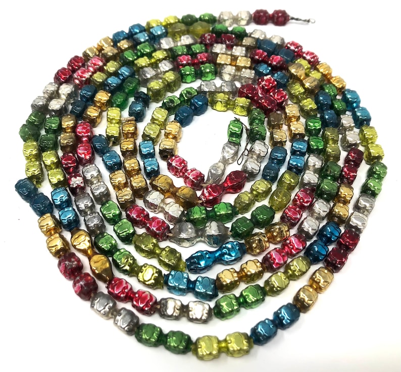 Antique Mercury Glass Bead Garland Multi Colored / Vintage - Etsy