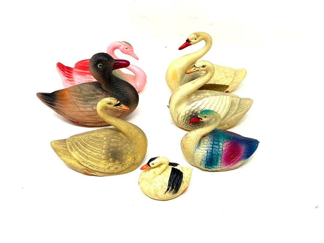 7 Vintage Celluloid Swan Figures - Antique Duck Collection - Etsy