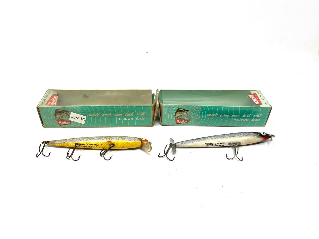 2 Vintage Heddon Cobra Fishing Lure With Original Box / Antique Fishing ...
