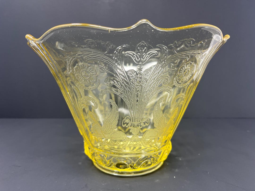 Lancaster Sphinx Yellow Flared Orange Bowl Vintage 12" / Antique Flared ...