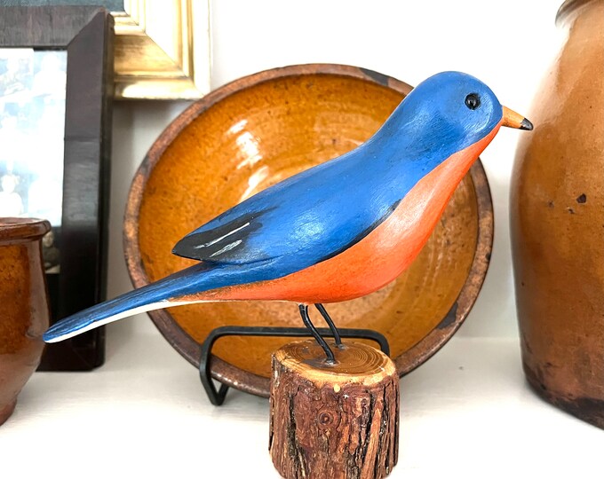 Carved Bluebird / Carved Bird Statue / Bluebird Bird Lover Gift ...