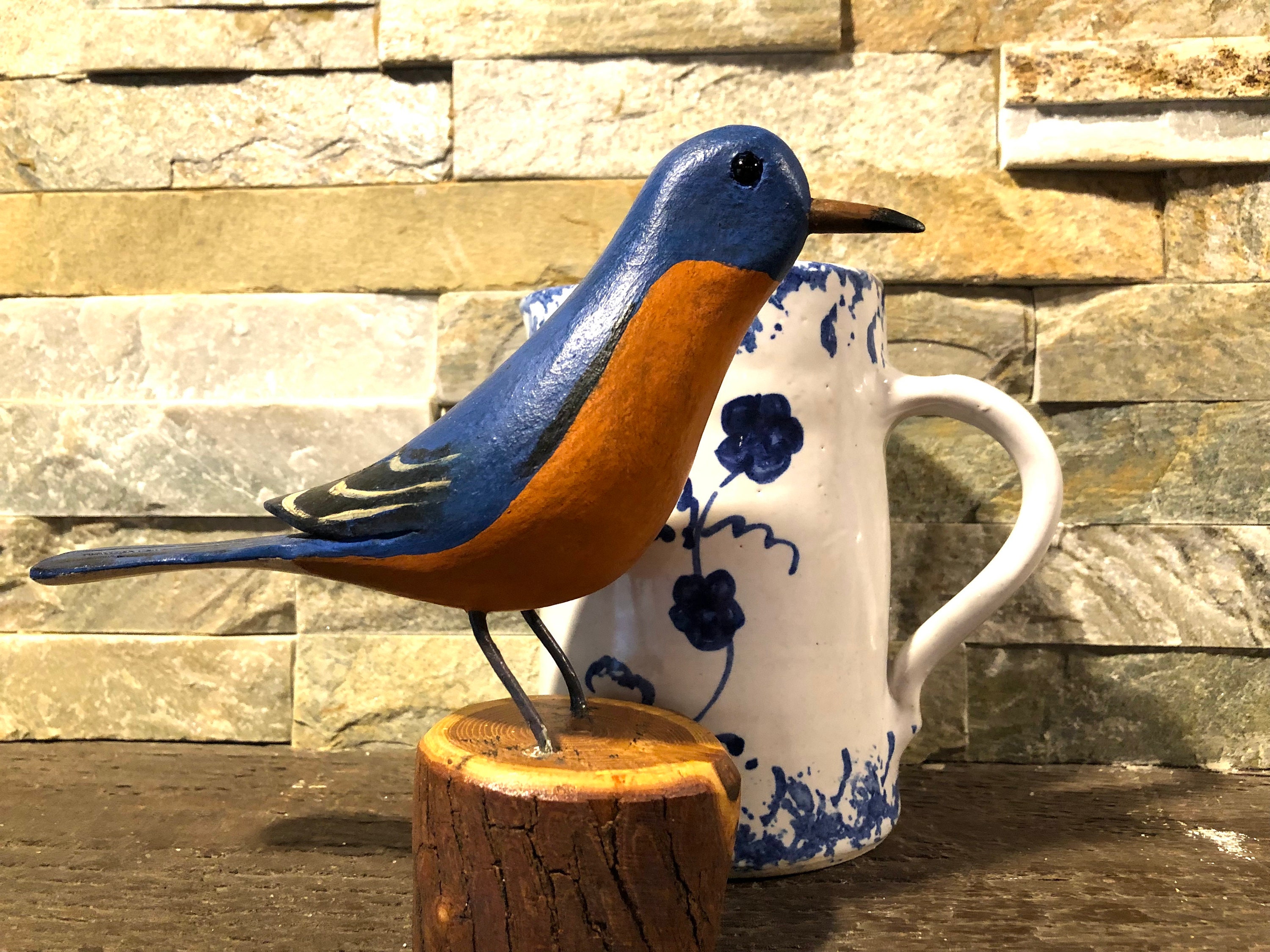 Carved Bluebird / Carved Bird Statue / Bluebird Carved for - Etsy