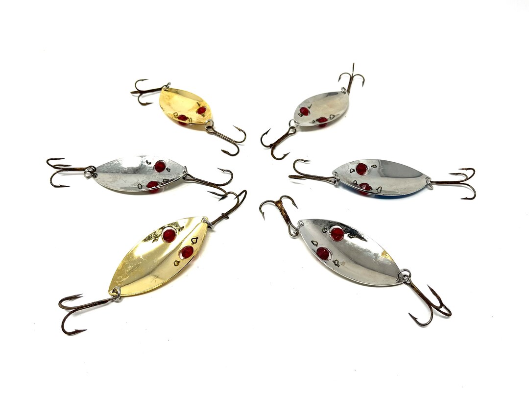 6 Red Eyed Wobbler Spoon Lures Vintage / 6 Antique Fishing Lures Red ...
