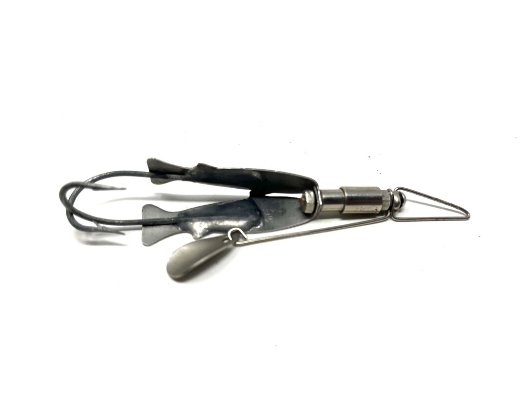 Early Babcock Spring Loaded Metal Double Hook Fishing Lure Vintage ...