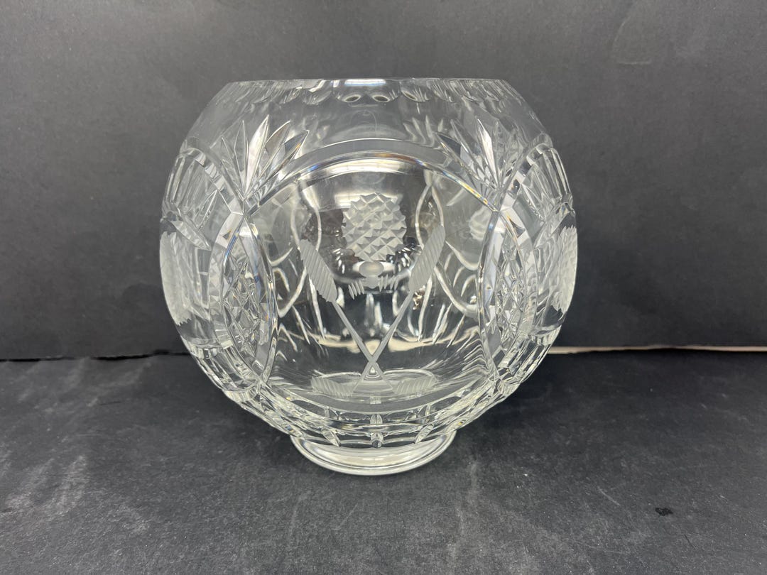 Lead Crystal Rose Bowl Rovelli Poland Trophy Golf and Pineapple Pattern ...