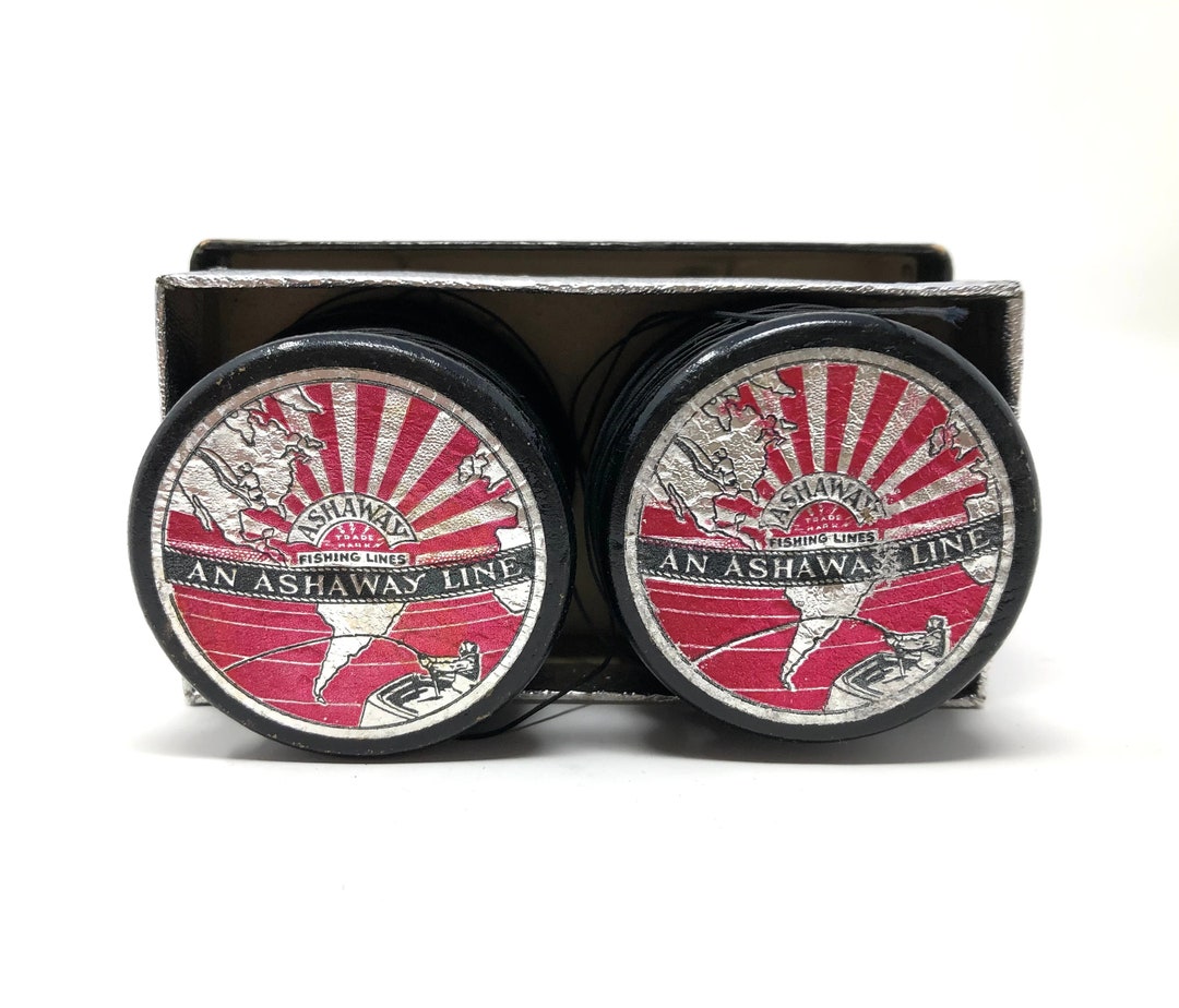 2 Vintage Ashaway Fishing Line Spools With Box / Antique Fishing Line ...